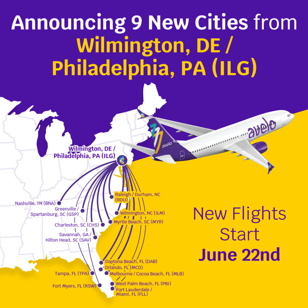 Wilmington Delaware has record 14 routes in S23; Avelo to base second ...