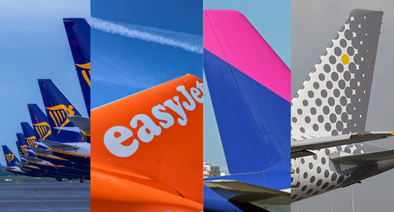 Network churn of Ryanair, easyJet, Wizz Air, Vueling and Eurowings ...